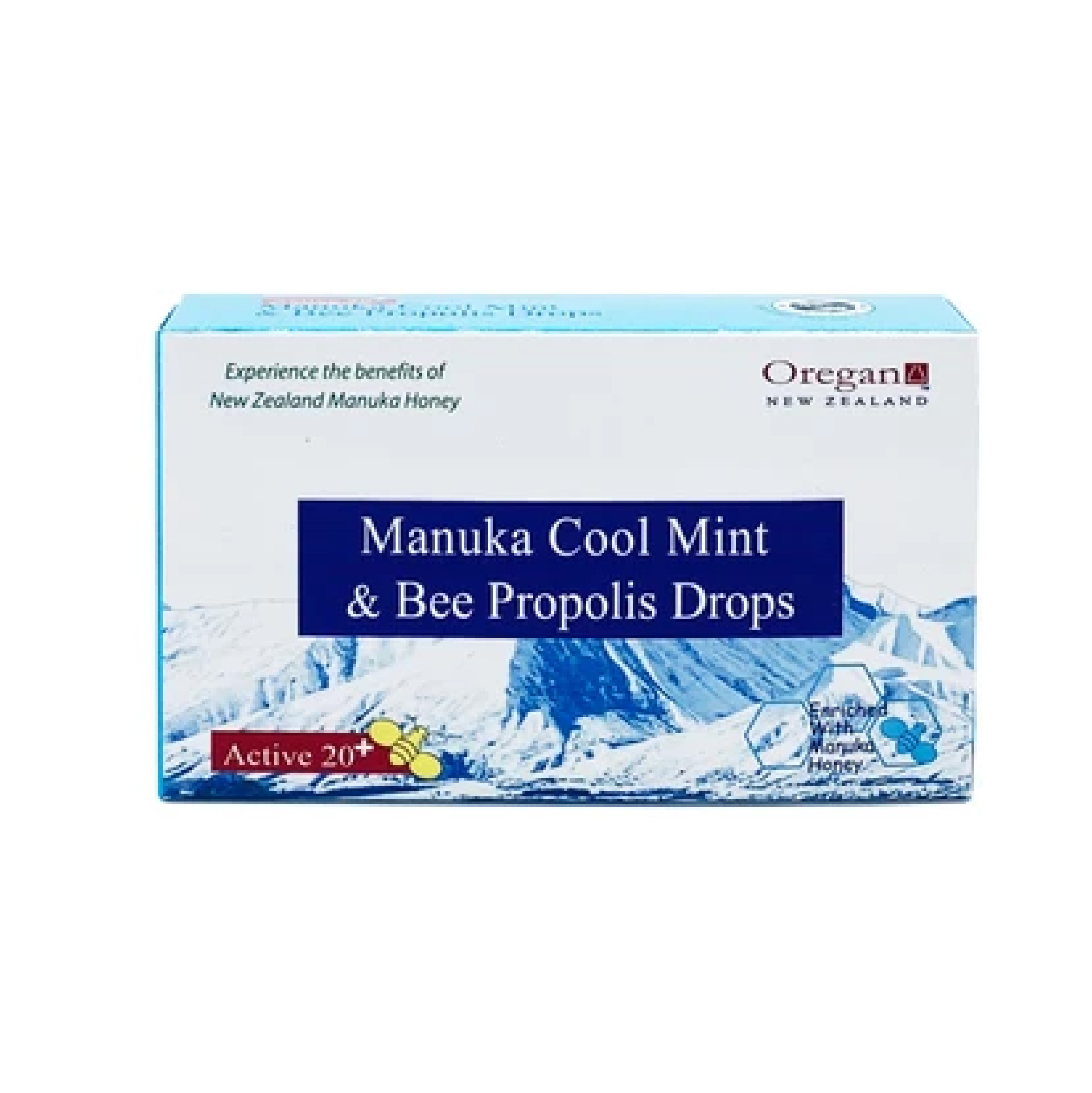Oregan Manuka Cool Mint & Bee Propolis Lozenges Active 20+ 12'S